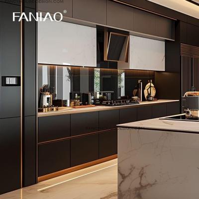 Cina Armadi Fornitore Moderni disegni di cucina dell'isola Armadi di cucina di metallo completo laminato lucido in vendita