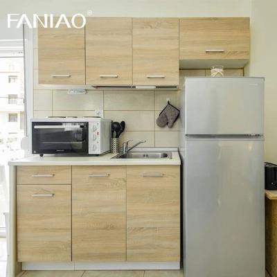 China Mini Kitchenette Melamine Kitchen Cabinet for Hotel Kitchen Apartment Cabinet Project for sale