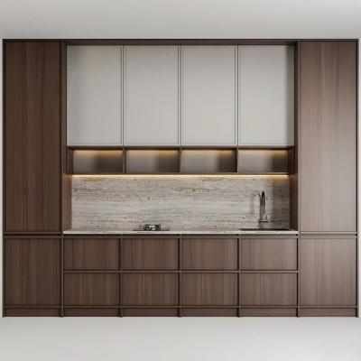 Cina Materiale di porta in legno moderno di lusso Linea scheletrica Armadi da cucina in legno per villa in vendita