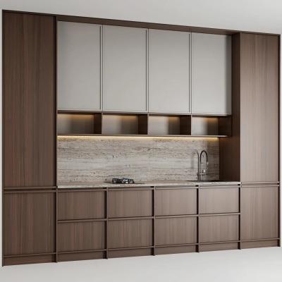 Cina Materiale di porta in legno moderno di lusso Linea scheletrica Armadi da cucina in legno per villa in vendita