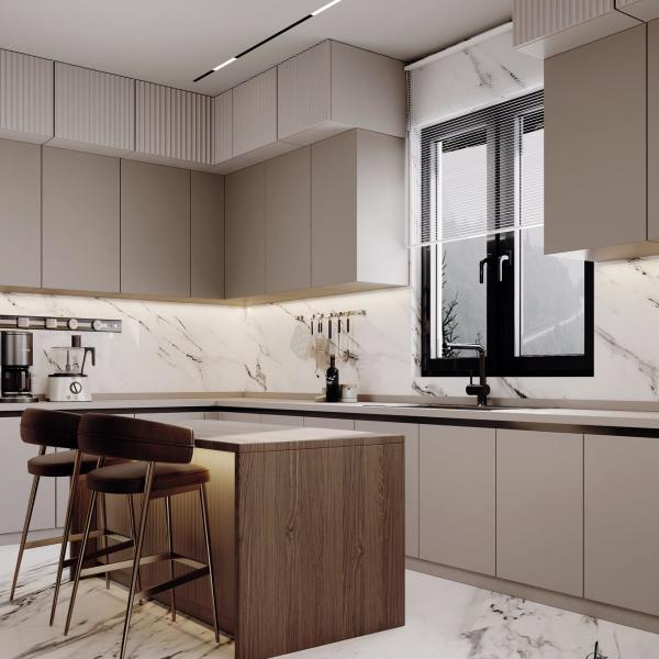 Quality Custom Kitchen Cabinets Contemporary Galley Luxury Wooden Veneer Modern Kitchen Cabinets for sale