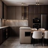 China Wood Grain Modular Kitchen Cabinets Complete Set 18mm Plywood Custom Sizes for sale
