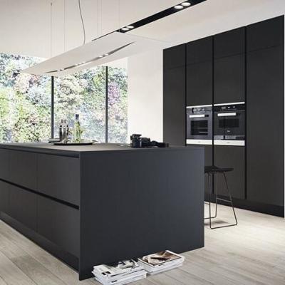 China Luxury Designs Black Melamine Kitchen Cabinets Modern Kitchen Furniture Cabinet Sets For Home for sale