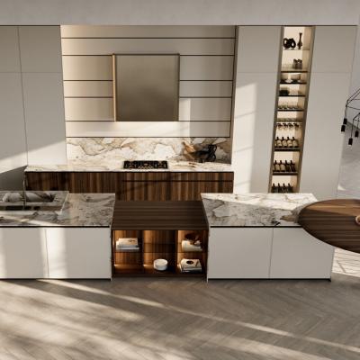 China Complete Sets Modular Storage Pvc Full Modern Island Melamine Kitchen Cabinet Supplies for sale