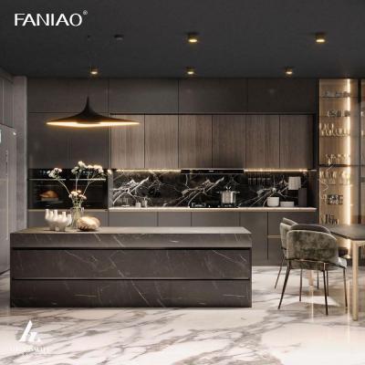 China Full Set Smart Moderne Stil Anpassen Massivholz Küchenschrank Für Villa zu verkaufen