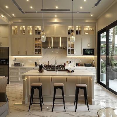 China Anpasste Küchenschränke aus antikem Massivholz mit Lackierung zu verkaufen