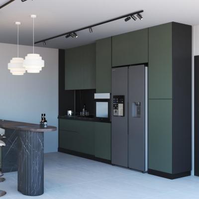 China Customizable Furniture Modern Hotel Home Apartment PVC Laminate Kitchen Cabinet Wood Veneer for sale