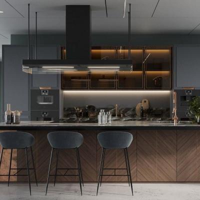 China Complete Smart Custom Kitchenette Cupboards Modern Islands Solid Wood Complete Cuisine Storage Furniture Kitchen Cabinets for sale