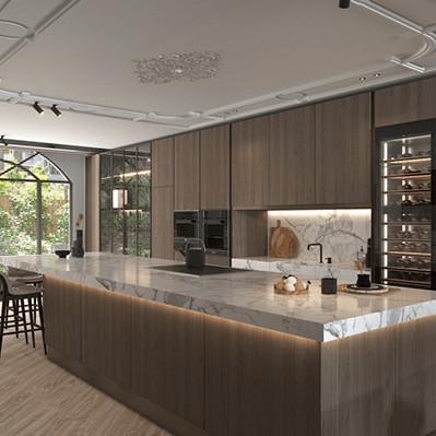 China Built In Island And Custom Modular High End Kitchen Cabinets For Commercial Kitchen And Home Renovation Projects for sale