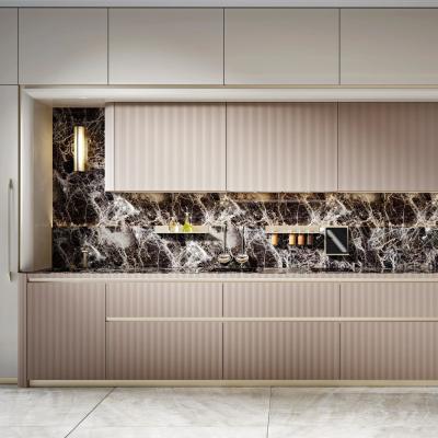China High End Customize Cabinet Kitchen Furniture Modern Style Automatic Full Set Kitchen White PVC Kitchen Cabinet for Apartment for sale