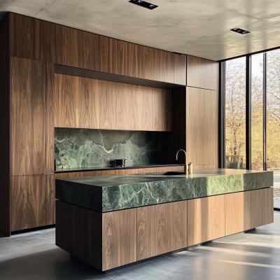 China Customizado Itália High-End Luxury Self-Assemble Metal Madeira Veneer Kitchen Pantry Cabinet for sale