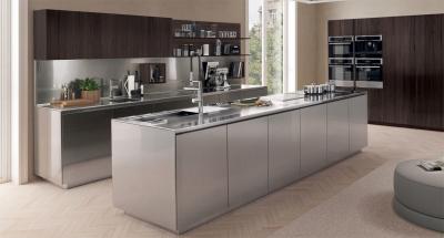 Cina Acciaio inossidabile Cucina a confezione piatta in acciaio inossidabile con armadietto Arredamento Disegnatore Armadio Set in vendita