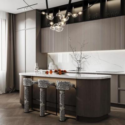Cina Ingrosso Moderno Lacca Finitura Armadi da cucina per salotto Armadio con isole in acciaio inossidabile Design semplice in vendita