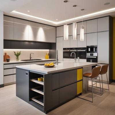 Cina Armadietto da cucina in acciaio inossidabile 304 con bancone di alluminio spessa, design personalizzato, impermeabile, resistente, facile da pulire in vendita
