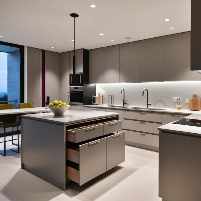 Cina Armadietto da cucina in acciaio inossidabile 304 con bancone di alluminio spessa, design personalizzato, impermeabile, resistente, facile da pulire in vendita
