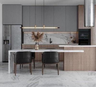 Cina Armadi da cucina all'ingrosso dal design moderno europeo, mobili in legno massello, acciaio inossidabile, granito, personalizzabili, unità a parete modulari in vendita