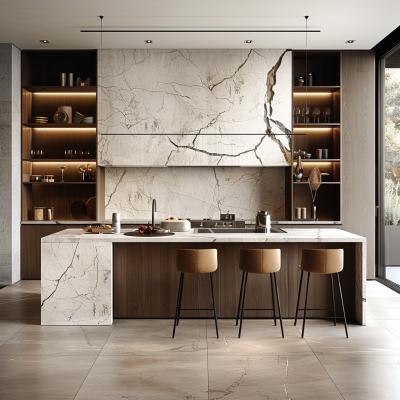 Cina Armadi da cucina all'ingrosso dal design moderno europeo, mobili in legno massello, acciaio inossidabile, granito, personalizzabili, unità a parete modulari in vendita