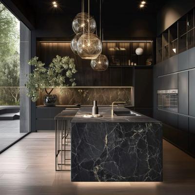 China Modern Modular Kitchen Wall Cabinets Island Base Handle Durable MDF Glass Acrylic Marble Laminate Backsplash Interior Design for sale
