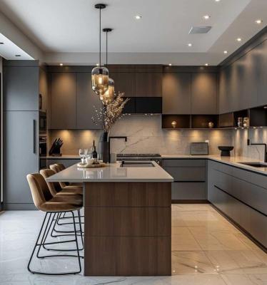 China Luxury Modern Kitchen Cabinets Design Stone Island Coque Solid Wood Plywood Stainless Steel Granite Sink Backsplash for Home Use for sale
