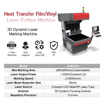 China 800*800mm Super Dynamic Focus CO2 3D Laser Marking Machine Used for Tombstone Marble Computer Printing Folding Laser AI BMP PLT for sale