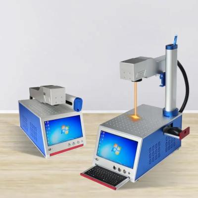 China Portable Small 20w 30w 50w Fiber Laser Marking Machine RAYCUS Cnc Desktop Engraving Machine with Computer for Gold and Silver for sale