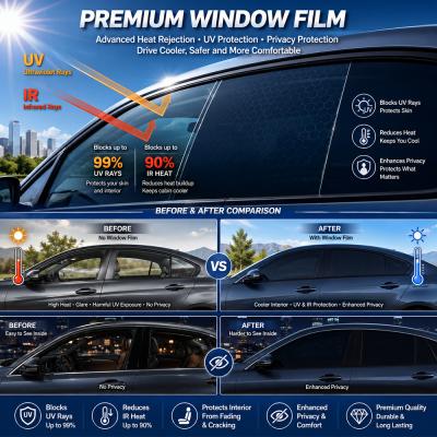 China HP Ultra Clear Window Tint 99% Heat Insulation Nano Ceramic Window Film Easy Shrinking for sale