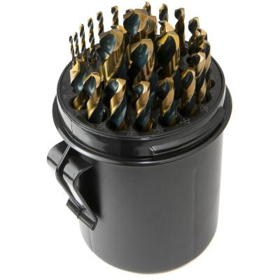 China 29PC High Speed Steel Drill Bits (1/16–1/2 in) – Black & Gold, Three Flat Shank, Indexed Storage for sale