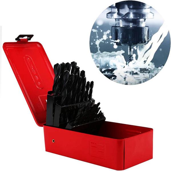 Quality 25Pc Industrial Diamond Drill Bit 4241 High Speed Half Ground Jobber Black Finish for sale