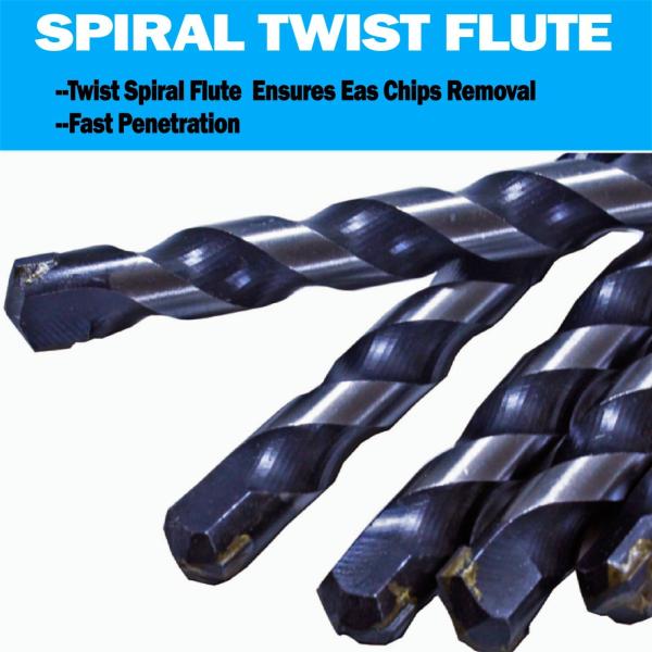 Quality Black Concrete Drill Biits With Silver Flute , Chrome Coated Masonry Drill Bit for sale