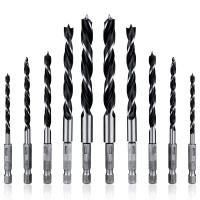 Quality Heavy-Duty 1/4" Hex Shank Brad Point Drill Bits: Rapid-Flow Wood Series for sale