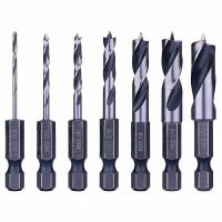Quality SAE Stubby Woodworking Drill Bits (1/16" to 3/8") | 1/4-Inch Hex Shank Brad for sale
