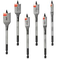Quality 6pcs Wood Drill Bit High Speed Flat Long Drill Bits For Wood 3/8in - 1in for sale