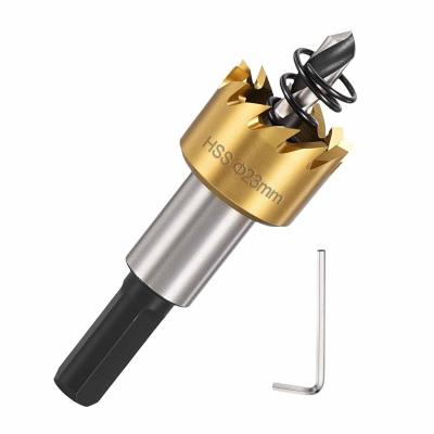 China Industrial 23mm HSS M2 TiN Hole Saw | Gold Series Titanium-Coated Metal Cutter for Alloy Steel for sale