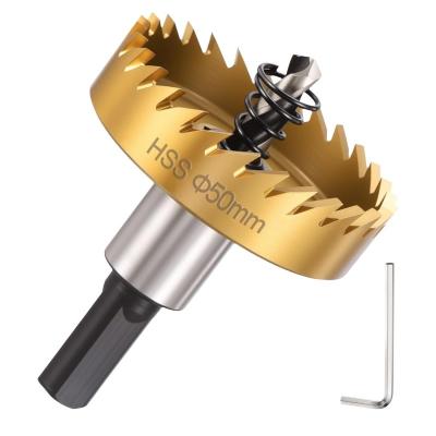 China 50mm Titanium Gold HSS-M2 Cutter Bit | 64-66 HRC Precision Boring Solution for Stainless & Alloy Plate for sale