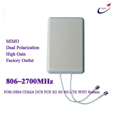 China Cross Polarized mimo antenna 806~2700MHz 2G 3G 4G lte antenna cellular high gain panel antenna N-Female SMA for sale
