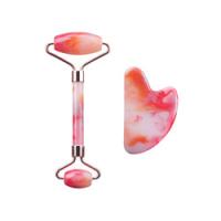China Anti Aging Face Jade Roller Set Rose Quartz Massage Roller for sale
