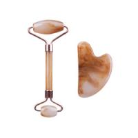 China Anti Aging Face Jade Roller Set Rose Quartz Massage Roller for sale