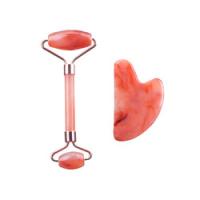 China Anti Aging Face Jade Roller Set Rose Quartz Massage Roller for sale