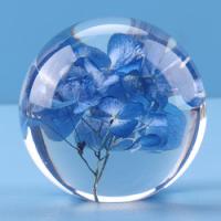 China Dia80mm Dia90mm Flower Paperweight Clear Solid Epoxy Resin Sphere for sale