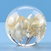 China Dia80mm Dia90mm Flower Paperweight Clear Solid Epoxy Resin Sphere for sale