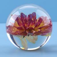 China Dia80mm Dia90mm Flower Paperweight Clear Solid Epoxy Resin Sphere for sale
