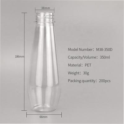 Chine Container de jus en plastique transparent de type ODM Bouteille de jus de 350 ml avec bouchon à vis à vendre