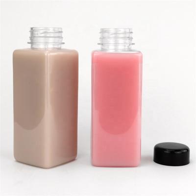 China 350ml Plastic Square Bottles Food Grade Transparent Empty Juice Bottles for sale