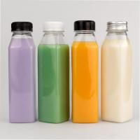 China OEM Plastic Square Bottles Polypropylene Square Juice Bottle With Caps for sale