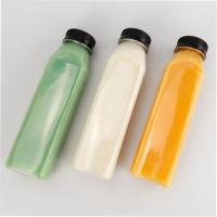China OEM Plastic Square Bottles Polypropylene Square Juice Bottle With Caps for sale