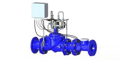 China Blauw RAL 5005 NSF61 watercontrole klep met SS304 interne onderdelen en EPDM carrosserie stoel Te koop