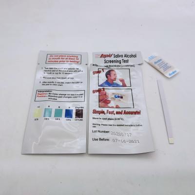 China One Step Alco Screen Saliva Alcohol Test Strips High Accuracy OEM Packaging for sale
