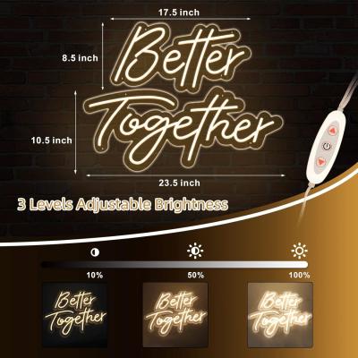 Cina Grandi neon LED Wall Light Sign Dimming Switch 12V Decorazione di festa di fidanzamento Bianco caldo in vendita