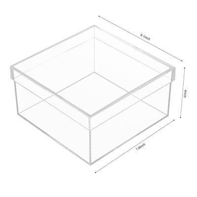 China Caja de acrílico de alta transparencia personalizada de fábrica con tapa, contenedor de plástico cubo cuadrado, caja de almacenamiento de cosméticos en venta