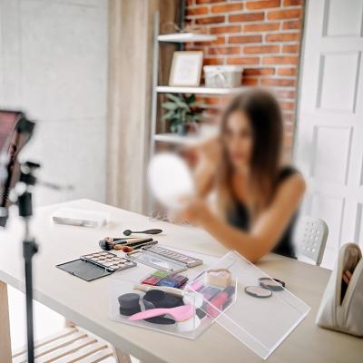China Caja de acrílico de alta transparencia personalizada de fábrica con tapa, contenedor de plástico cubo cuadrado, caja de almacenamiento de cosméticos en venta